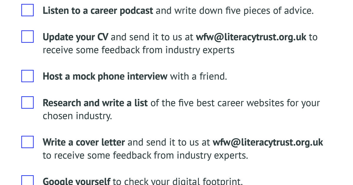 Words for Work: employability and skills checklist ( 16+) | National ...